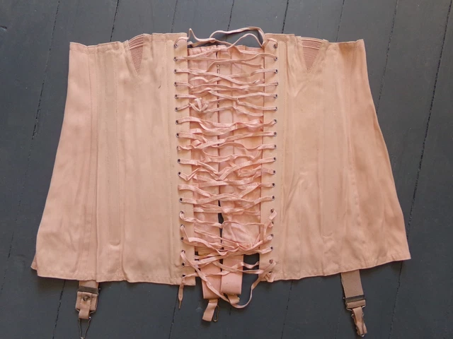 MIEDER STRUMPFGÜRTEL KORSETT Hüftgürtel Strapse rosa 50er Jahre Vintage ...