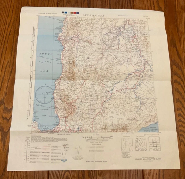 WWII ERA 1944 A.M.S Map of Lingayen Gulf Philippine Islands, US Army ...