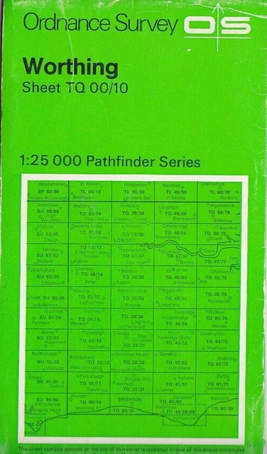 ORDNANCE SURVEY (OS) 1:25,000 Pathfinder Map Sheet TQ 00/10 Worthing $5 ...