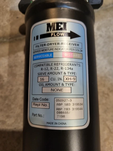 AC RECEIVER/DRIER MEI 7198 (R12 R22 R134a) Truck Air Conditioning ATC ...