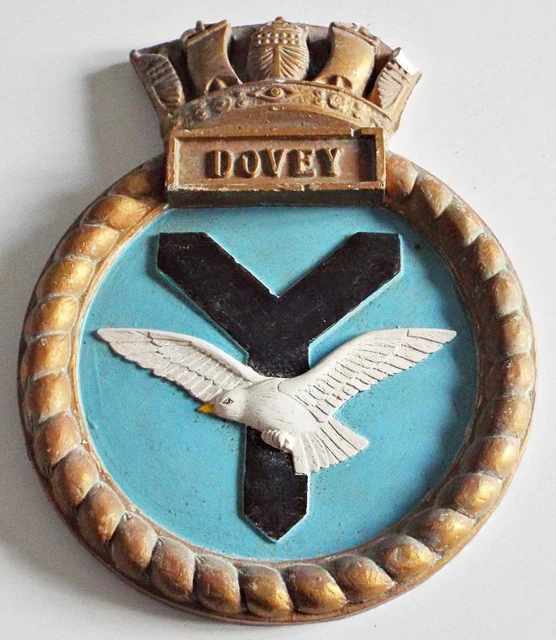 HMS DOVEY ROYAL Navy Vintage Plaster Ships Military Wall Plaque Crest ...