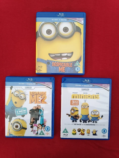 3X BLU-RAY DVDS Minions Despicable Me ME2 VGC Go Back to the Beginning ...