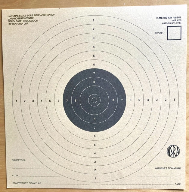 NSRA 10M AIR Pistol Targets x 50 Targets Ref Air 4/89 £14.23 - PicClick UK