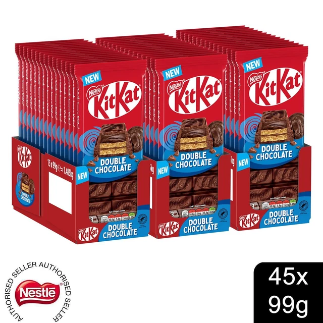 KITKAT DOUBLE CHOCOLATE Sharing Bar with Crispy Wafer 99g| Bulk Buy (45 ...