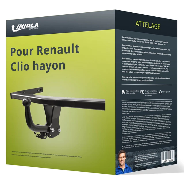 ATTELAGE POUR RENAULT Clio hayon 16-19 démontable avec outil Imiola Hak ...