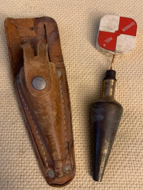 Vintage 16 Oz Brass Plumb Bob With Gammon Reel And Leather Holder 1999 Picclick