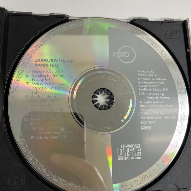 FRANK ZAPPA CAPTAIN Beefheart Mothers Bongo Fury CD Ryko RCD 10097 Live ...