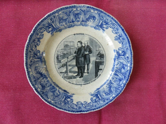 ANCIENNE ASSIETTE À dessert Louis PASTEUR au Labo Vieillard Bordeaux ...