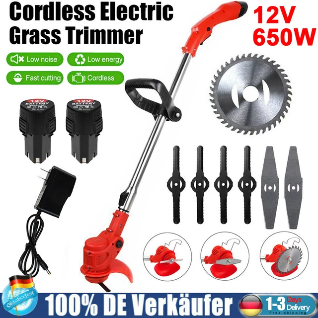 ELEKTRO AKKU-RASENTRIMMER 12V 650W W/ Ladegerät Freischneider ...