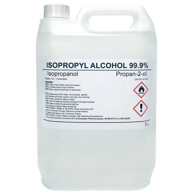 ISOPROPYL ALCOHOL ISOPROPANOL IPA 99.9% Pure 5 Litre 5L Cleaner UK £19. ...