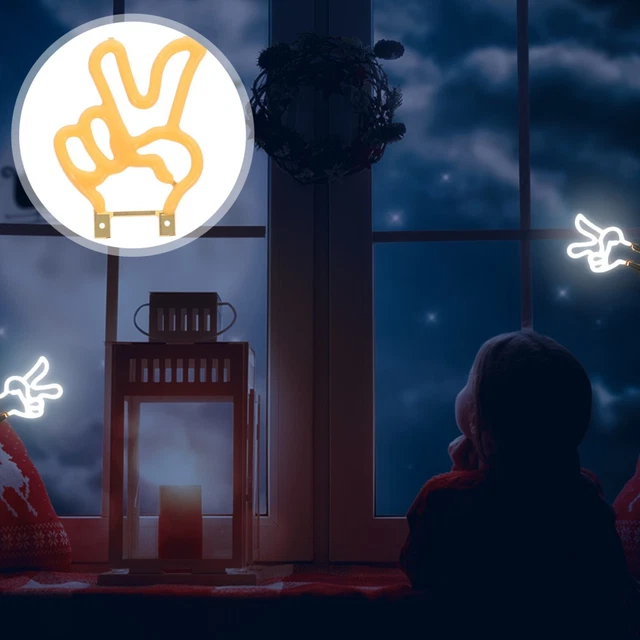 HAND GESTURE NEON Light Peace Sign LED Wall Decor Retro Peace Neon ...