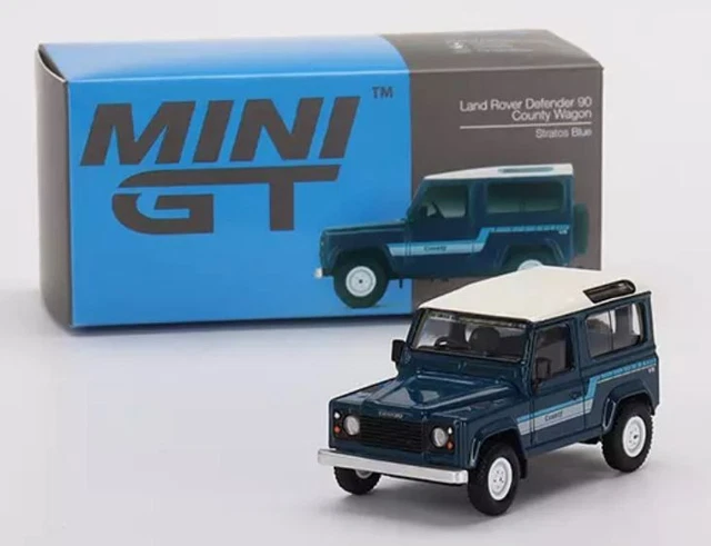MINI GT, LAND ROVER Defender 90 county wagon RHD Bleu stratos, échelle ...