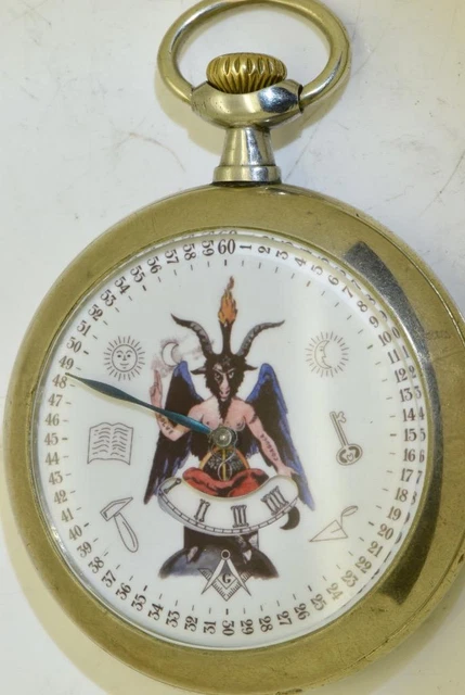 ANTIQUE GOLIATH POCKET Watch Masonic Templar Baphomet Dial DIGITAL ...