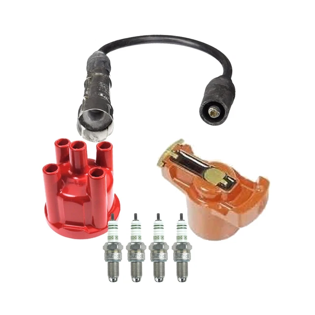 BOSCH DISTRIBUTOR CAP Rotor 4 Spark Plugs Denso Wires Kit for Cabriolet ...