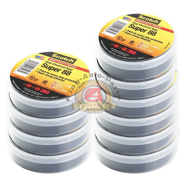3M SCOTCH VINYL Electrical Tape Super-88, 3/4 in x 66 ft (10 rolls ...