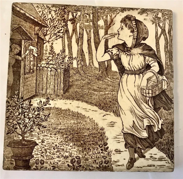 WEDGWOOD 6& FIREPLACE Tile Little Red Riding Hood Series 1878 Red ...