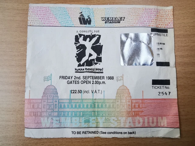 BRUCE SPRINGSTEEN TICKET 1988 Wembley Stadium Human Rights Now STING ...