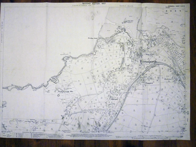 CORNWALL OLD MAP history genealogy mining Perranporth, Bolenna, Nampara ...
