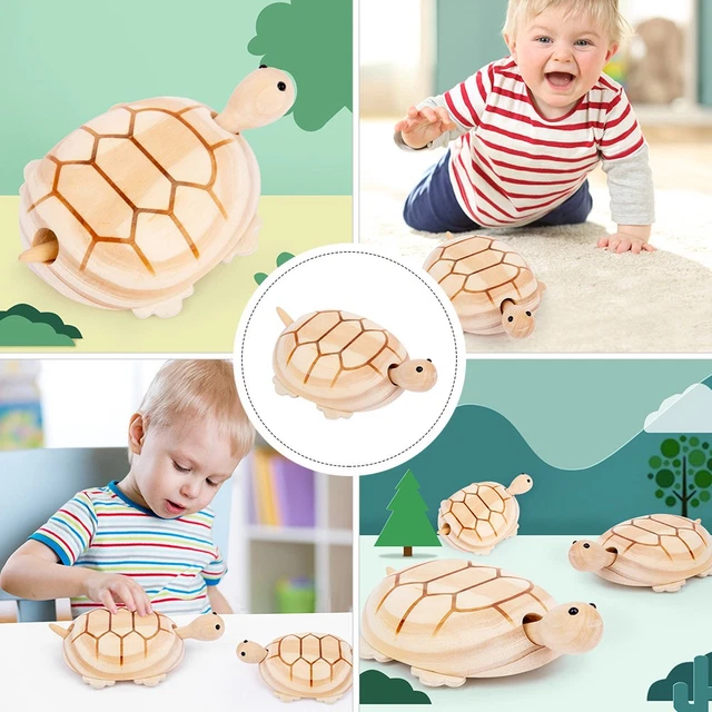 WOOD FIGURINE TURTLE Ornament Toy Realistic Simulation Small Decoration ...