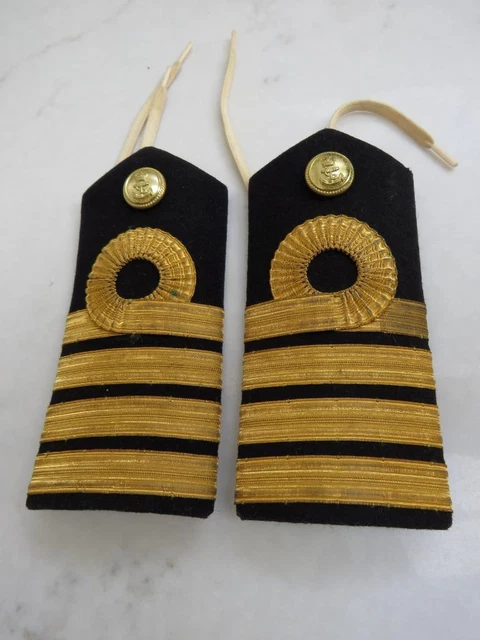 BRITISH ROYAL NAVY Officer's Captain Rank Slides Epaulettes, Shoulder ...