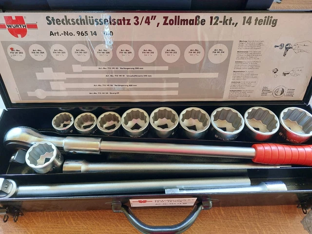 WÜRTH STECKSCHLÜSSELSATZ 3/4“, Zollmaße 12-kt., 14 teilig EUR 330,00 - PicClick DE