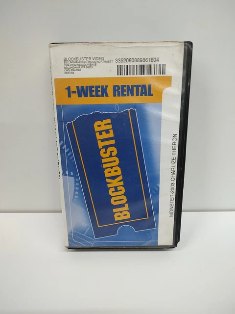 BLOCKBUSTER VHS TAPE Monster 2003 Charlize Theron Christina Ricci Bruce ...