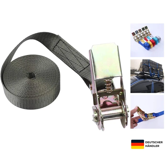 1-10M SPANNGURTE MIT Ratsche 25mm Zurrgurt Ratschengurt 800kg 52 Farben ...