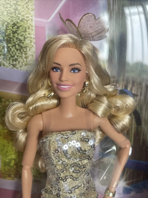 BARBIE THE MOVIE Collectible Doll Margot Robbie Gold Disco Jumpsuit ...