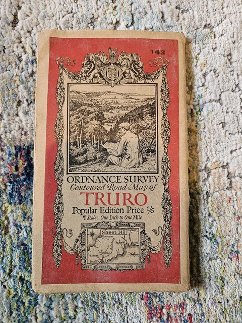 VINTAGE 1926 ORDNANCE Survey Countoured Road Map Of Truro One Inch To ...