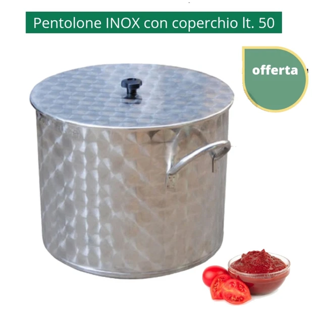 BOLLITORE CALDAIA PENTOLA Pentolone Inox Per Alimenti Latte Formaggio ...