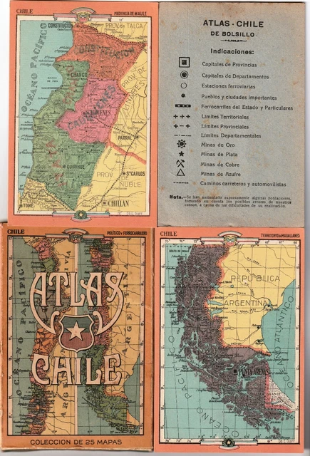 ATLAS POLITICO FERROCARRILERO Chile 25 Mapas Atlas Chili 25 Cartes ...