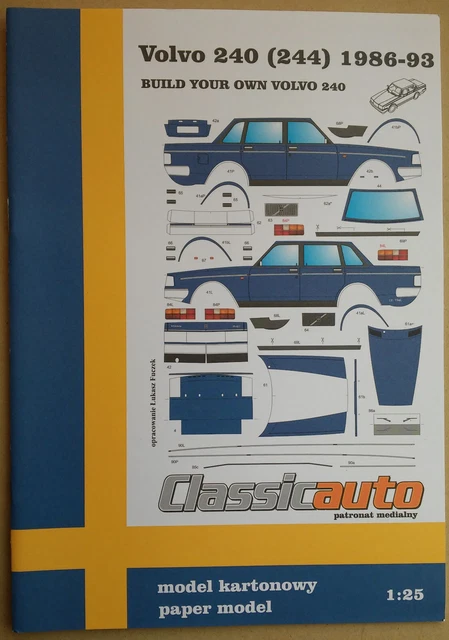 VOLVO 240 SEDAN (244) paper model 1:25 Kartonmodellbaubogen RARITÄT EUR ...