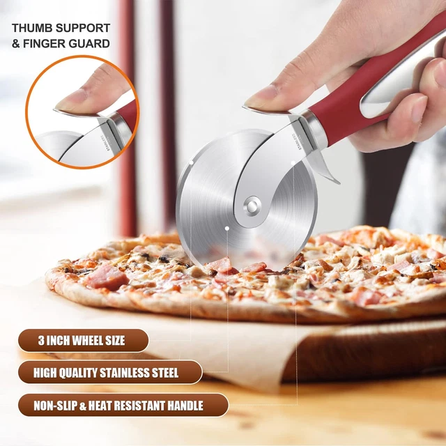 PREMIUM PIZZA CUTTER Wheel - Stainless Steel Sharp Pizza Slicer - Easy ...