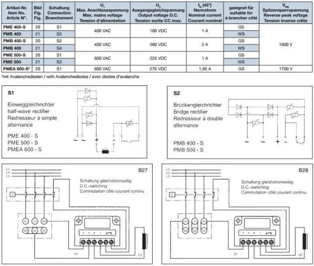 1X PME-400S HALF-WAVE rectifier motor brake rectifier POWER UNIT output ...