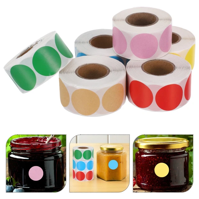 6 ROLLS ROUND Circle Sticky Labels Blank Self-Adhesive Kraft Paper ...