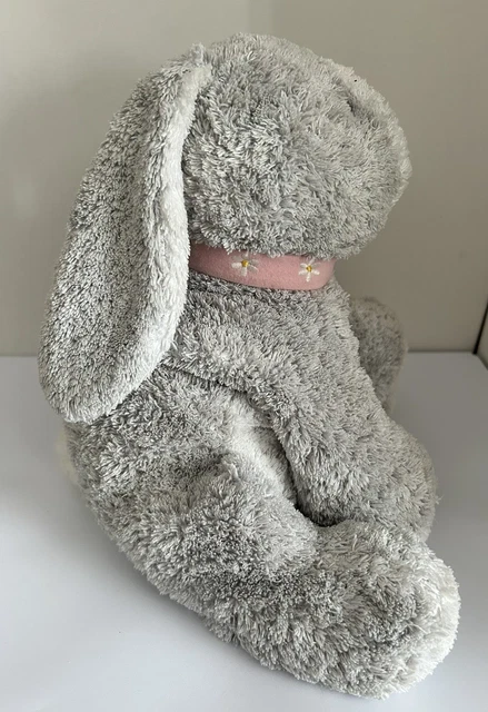 ST MICHAEL RARE Bunny Rabbit Grey Soft Toy M&S Vintage Pink Collar ...