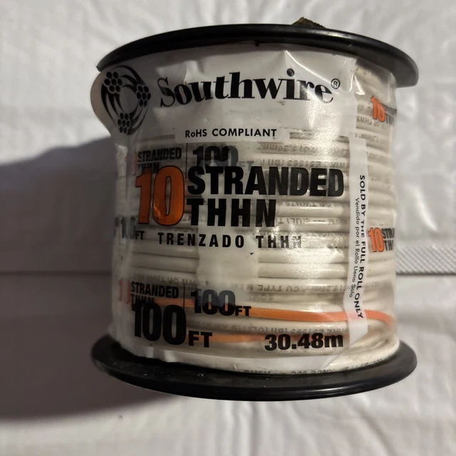 100 FEET 10 Awg Stranded THHN Copper Wire (White) $82.63 - PicClick CA