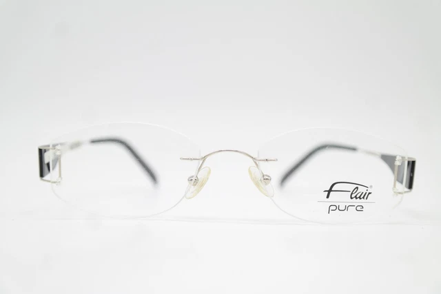 BRILLE FLAIR PURE 942 Silber Schwarz Randlos Brillengestell eyeglasses ...