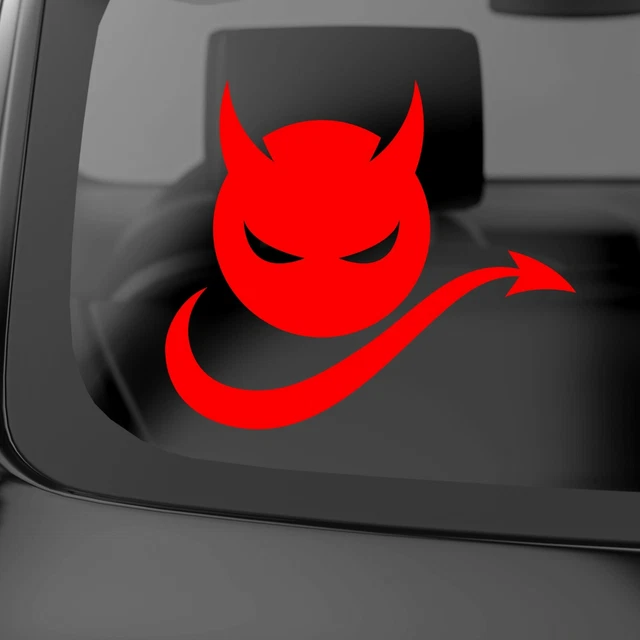 FUNNY CAR STICKER (Devil Satan Evil Logo) Bumper Window Wall Vinyl ...