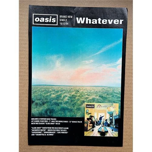 OASIS WHATEVER MEMORABILIA Original music press advert from 1994 ...