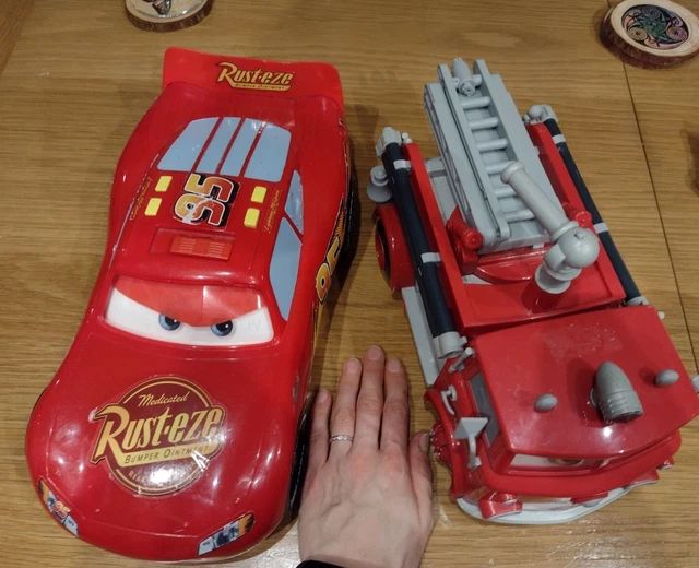 DISNEY PIXAR CARS Lightning McQueen Red Fire Engine Oversized Lg Scale ...