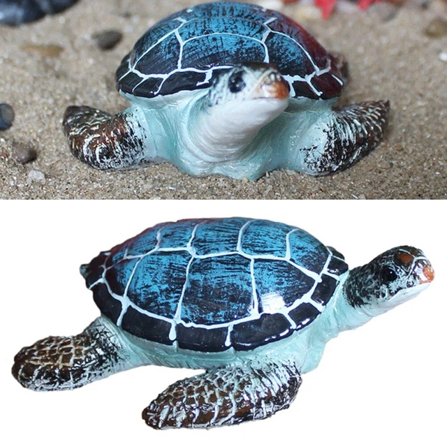 STUNNING RESIN BEACH Sea Turtles Miniature Figurine Blue Micro ...