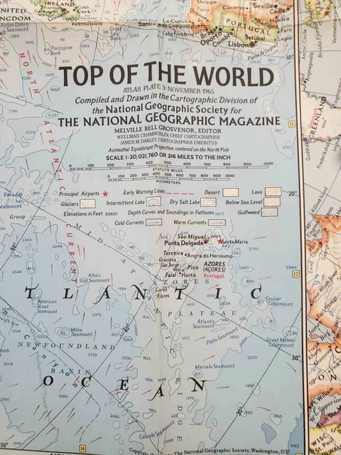 NATIONAL GEOGRAPHIC ORIGINAL Nov 1965 Map Of The Top Of The World £7.50 ...