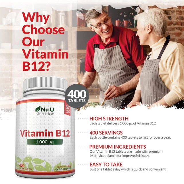 VITAMIN B12 1000MCG 400 High Strength Vegan Tablets VIT B12 ...