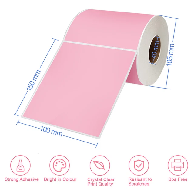 12X DIRECT THERMAL Label Roll Barcode Sticker Pink 100x150mm Startrack ...
