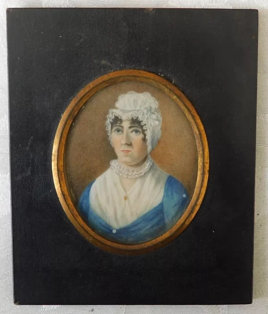 SUPERB GEORGIAN EARLY Victorian Lady Frame Miniature Portrait Painting ...