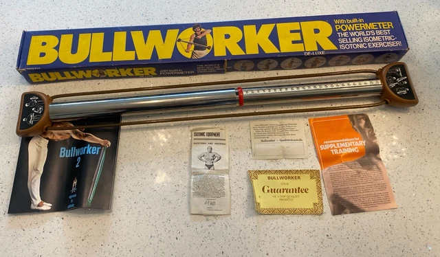 VINTAGE BROWN BULLWORKER Powermeter Heavy Duty Isometric Exerciser Bar ...