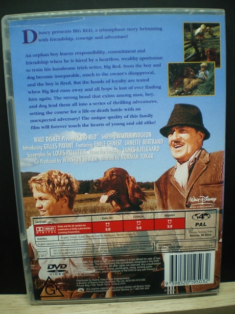 BIG RED DVD (1962 Film/Walt Disney Family Collection/Walter Pidgeon ...