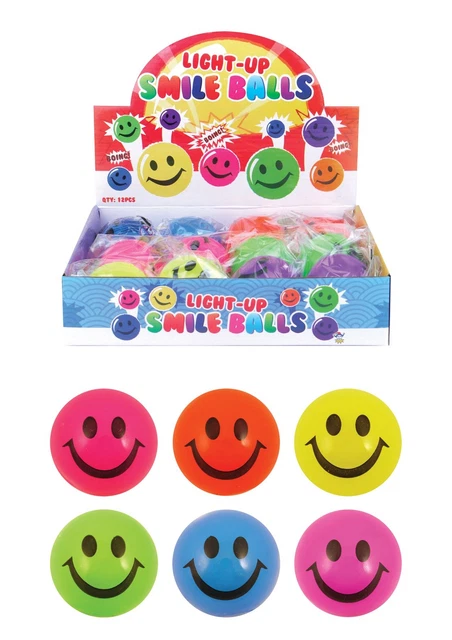 1PK KIDS LIGHT Up Smile Ball Happy Face Bouncy Foam Stress Relief ...