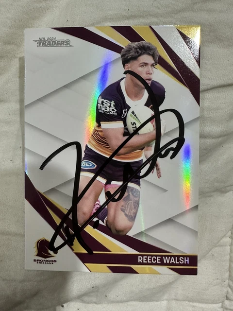 SIGNED REECE WALSH Brisbane Broncos 2024 NRL Traders Parallel Card $25. ...